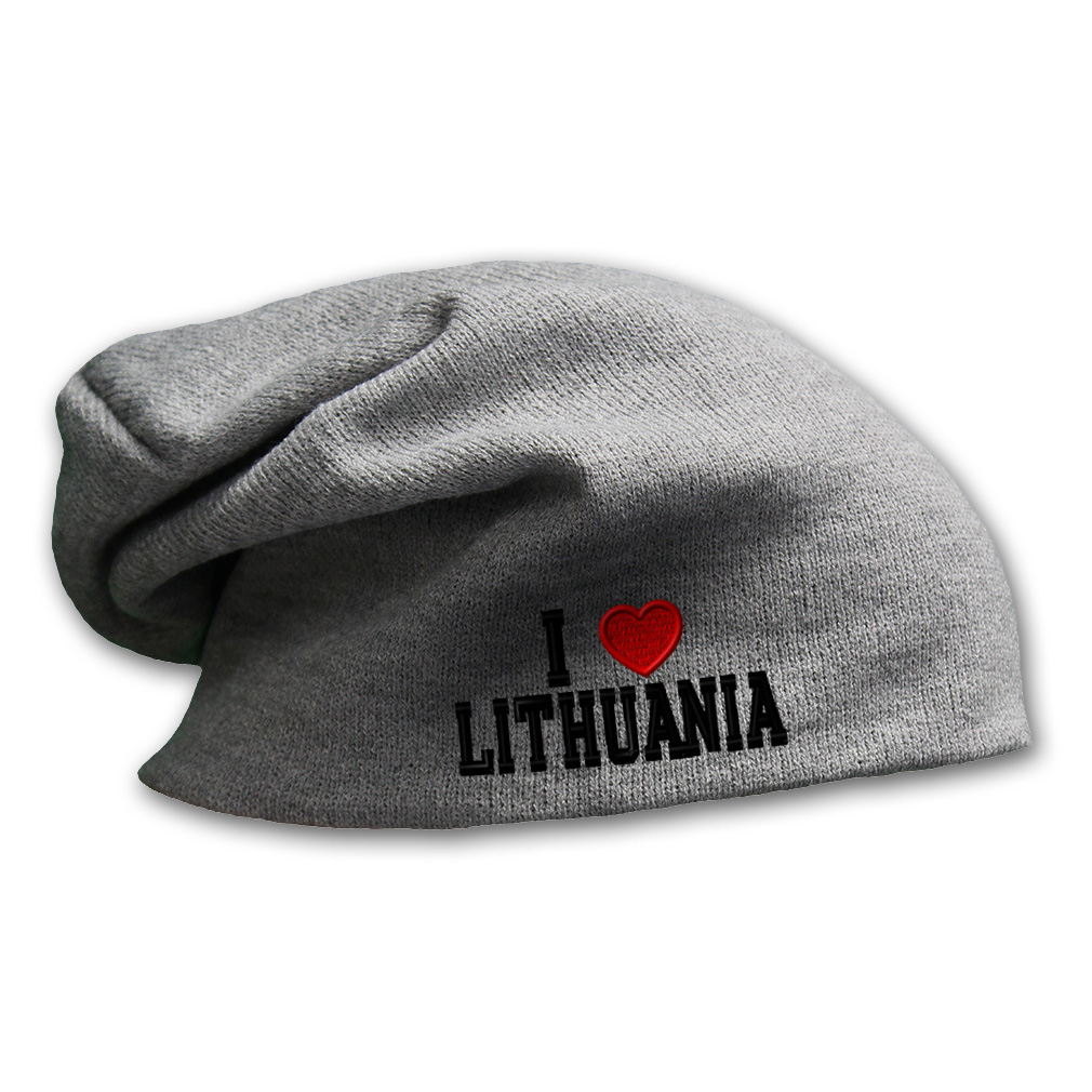 Slouchy Beanie for Men I Love Lithuania Winter Hats Acrylic Women Skull ...